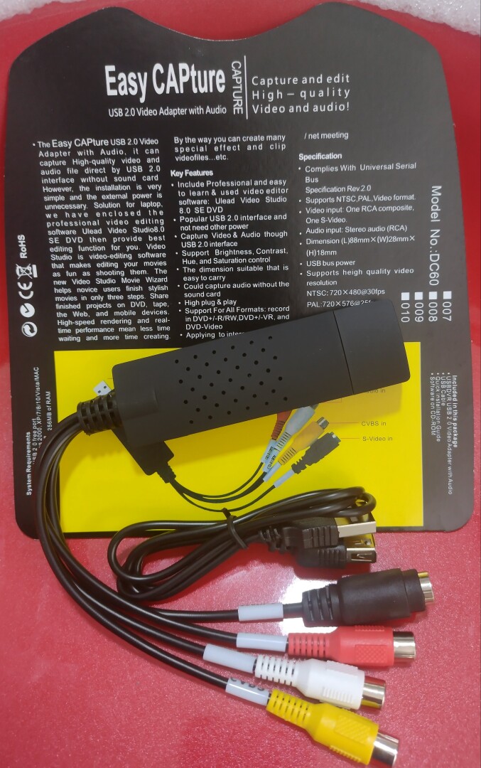 CAPTURADORA RCA VIDEO Y AUDIO RCA A USB 2.0 EASY | CAPTURADORA DE VIDEO ...